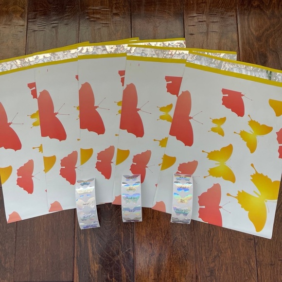 Office | 5 Pack 10x13 Orangeyellow Butterfly Poly Mailersstickers Mix ...